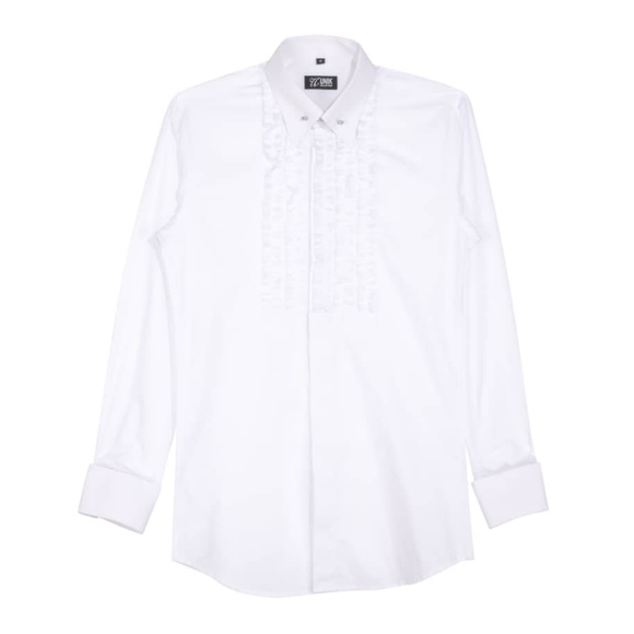 UNIK COLLECTION | Shirts | Mens White Ruffle Shirt Vintage Style Dress ...